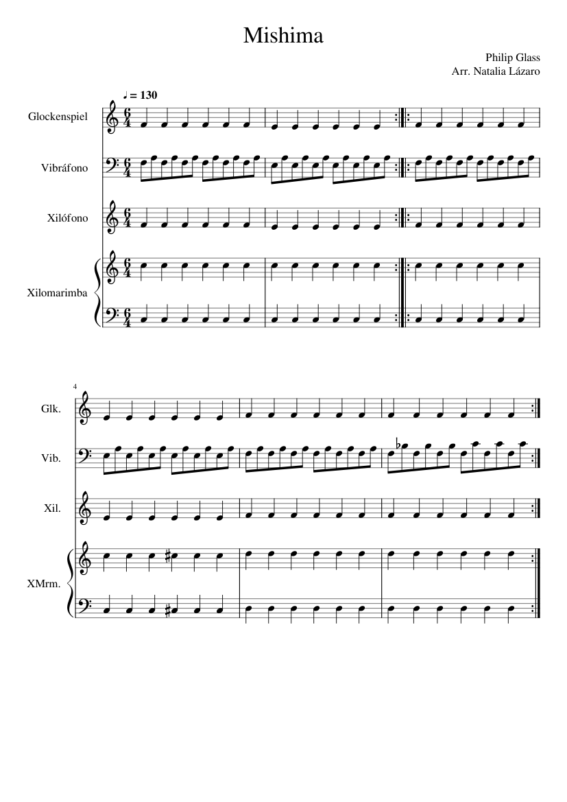 Mishima - Orff Sheet Music for Vibraphone, Glockenspiel, Xylophone ...