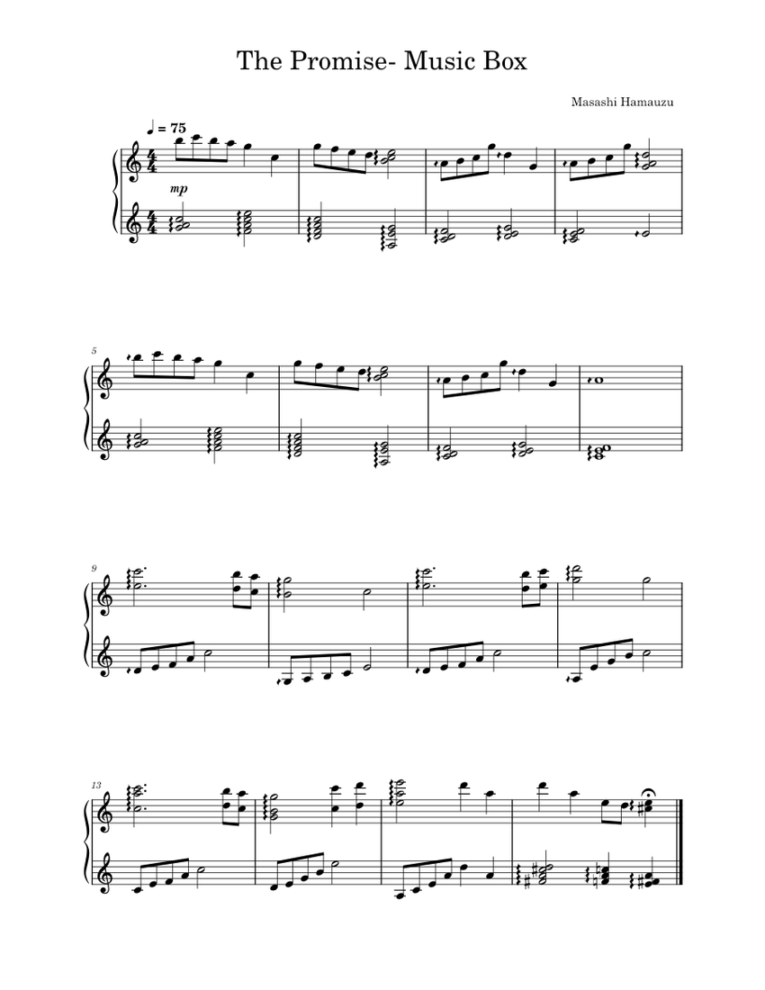 FINAL FANTASY XIII - The Promise – Masashi Hamauzu Sheet music for Piano (Solo) | Musescore.com