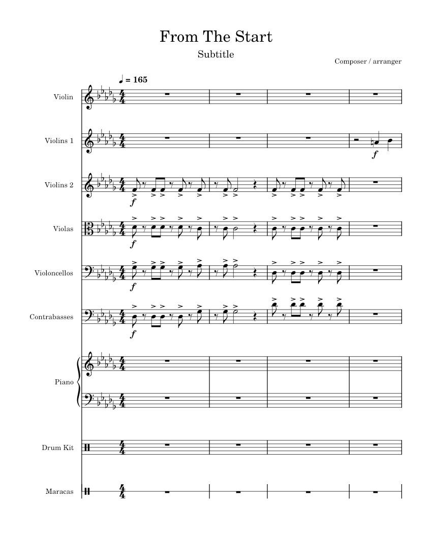 From The Start – Laufey Sheet Music for Piano, Violin, Drum group, Strings group (Chamber ...