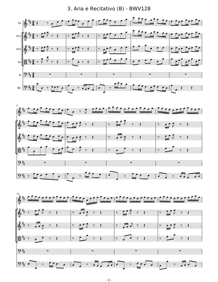 BWV128/3. Aria & Recitative (B) Sheet music for Bass voice, Trumpet in ...