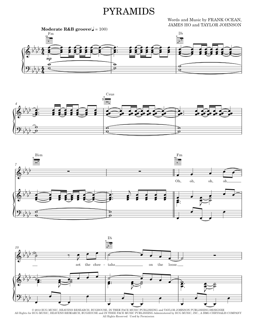 Play Official version of Pyramids Sheet Music by Frank Ocean for Piano ...