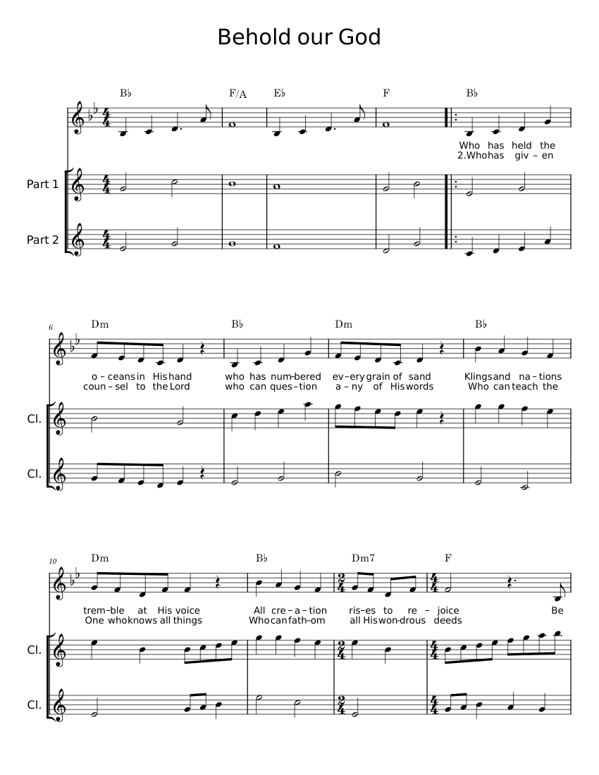 Behold our God Sheet music for Synthesizer, Clarinet other (Mixed Trio ...
