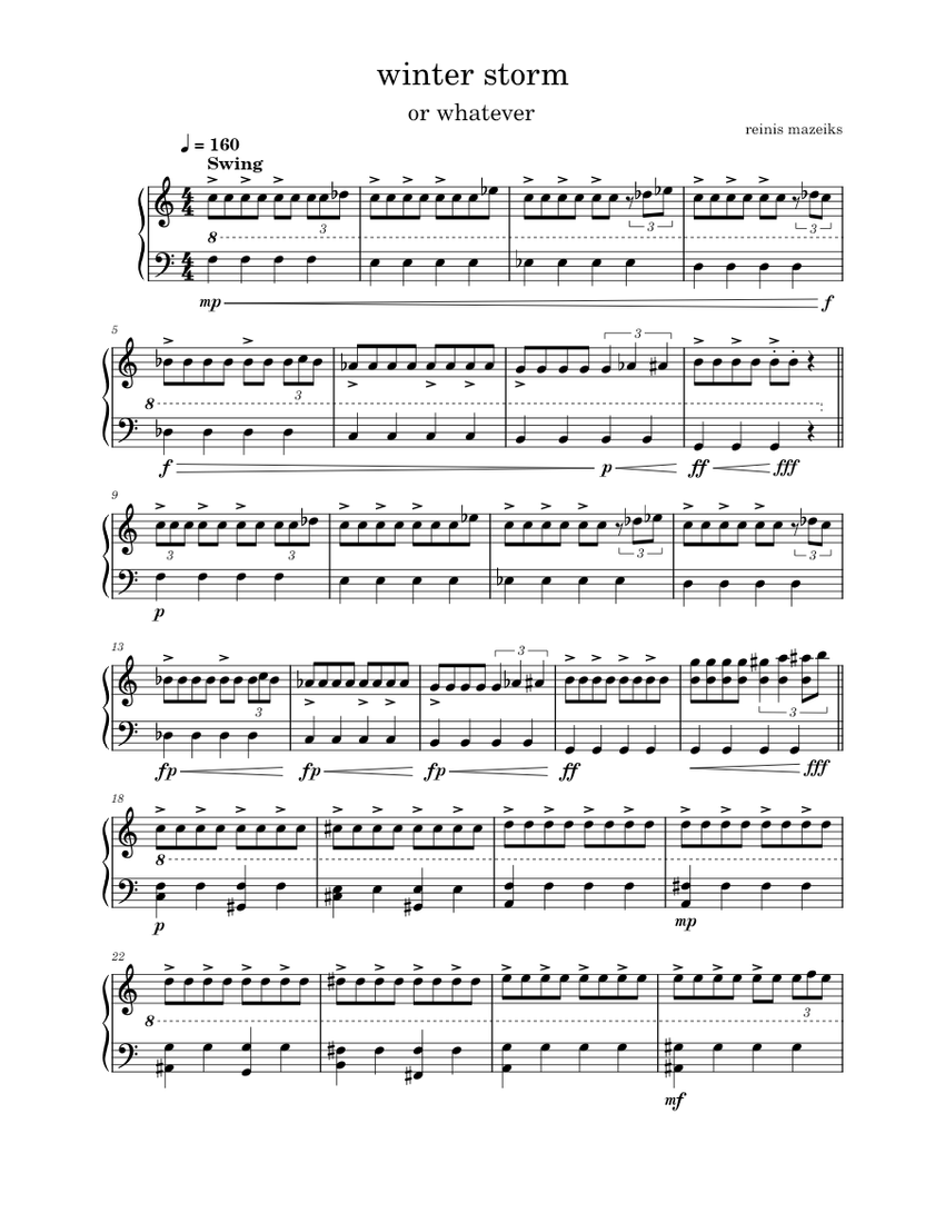winter storm Sheet music for Piano (Solo) | Musescore.com