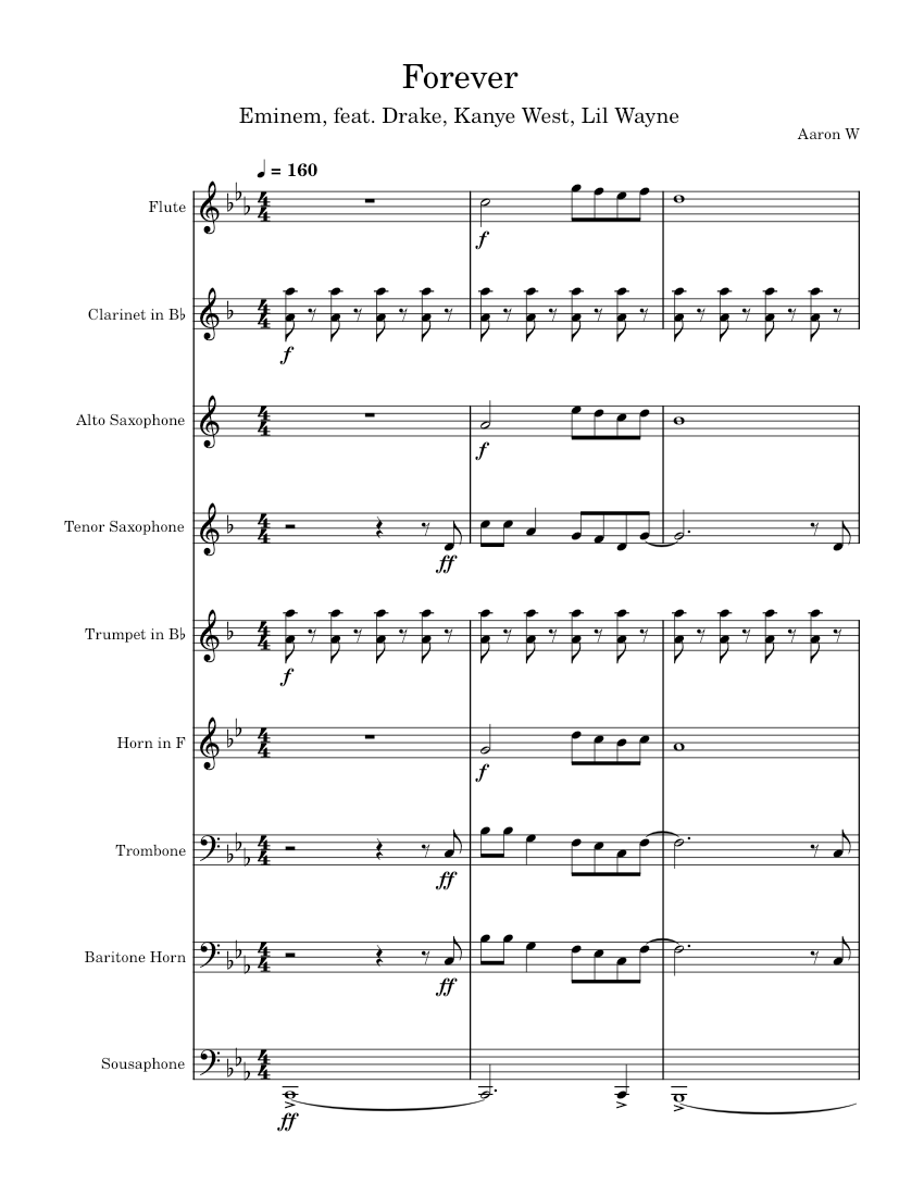 Forever - Eminem feat. Drake, Kanye West, and Lil Wayne Sheet Music for ...