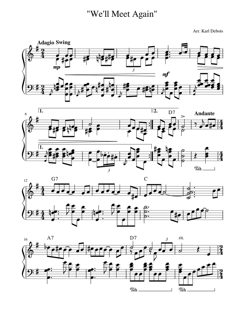 We'll Meet Again, Piano solo arrangement Sheet music for Piano (Solo ...