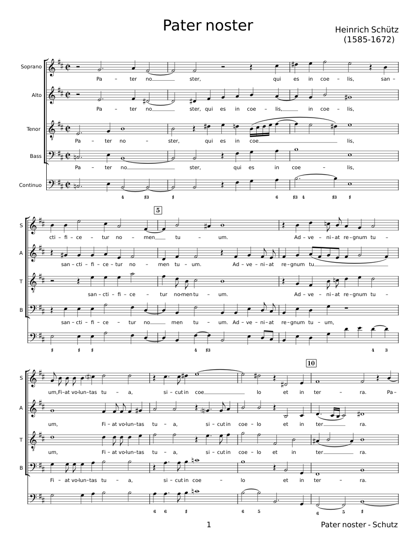 Pater noster, qui es in coelis, SWV 89 - Heinrich Schütz Sheet music ...