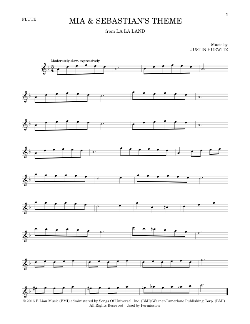 Play Official version of Mia & Sebastian's Theme Sheet Music by Justin ...