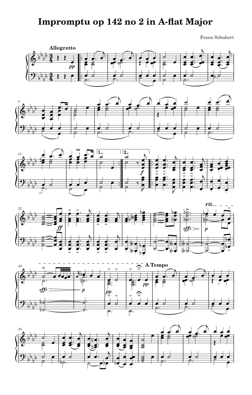 Impromptu op. 142 d. 935 no. 2 in A-Flat Major - Franz Schubert Sheet Music for Piano (Solo ...