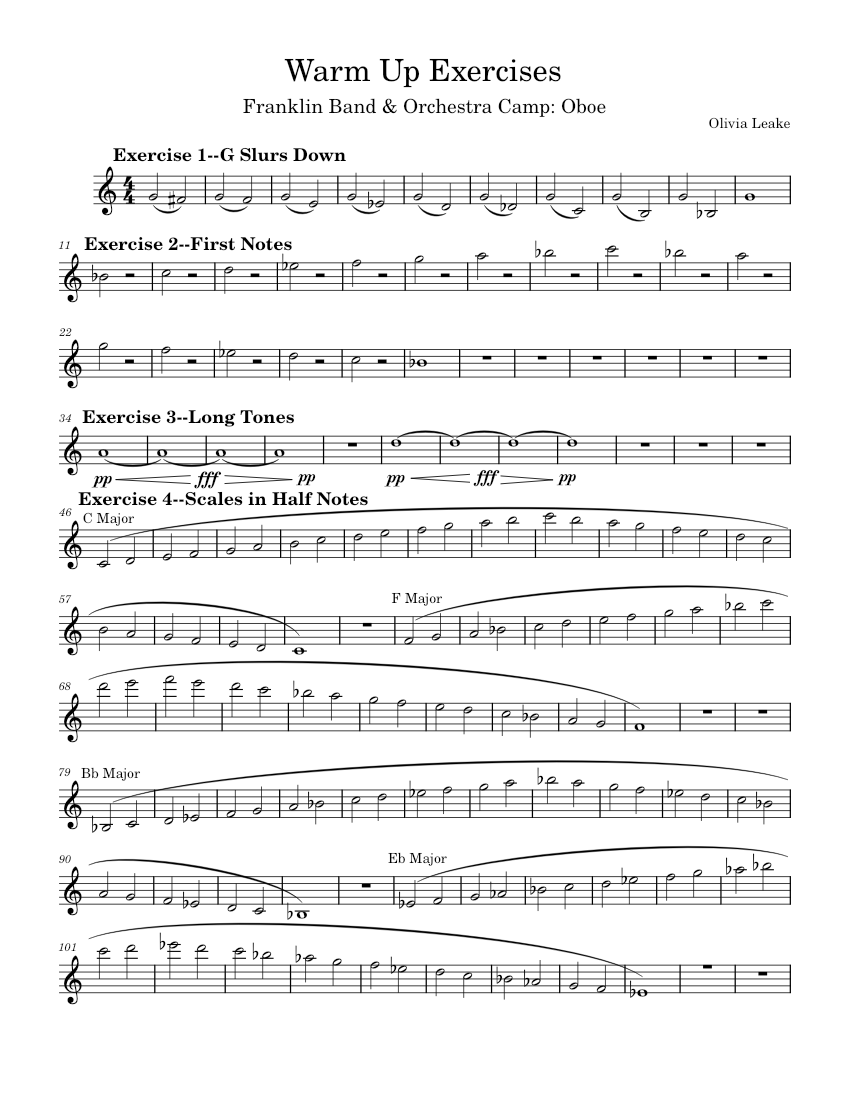 Warm Up Exercises for Oboe Sheet music for Oboe (Solo) | Musescore.com