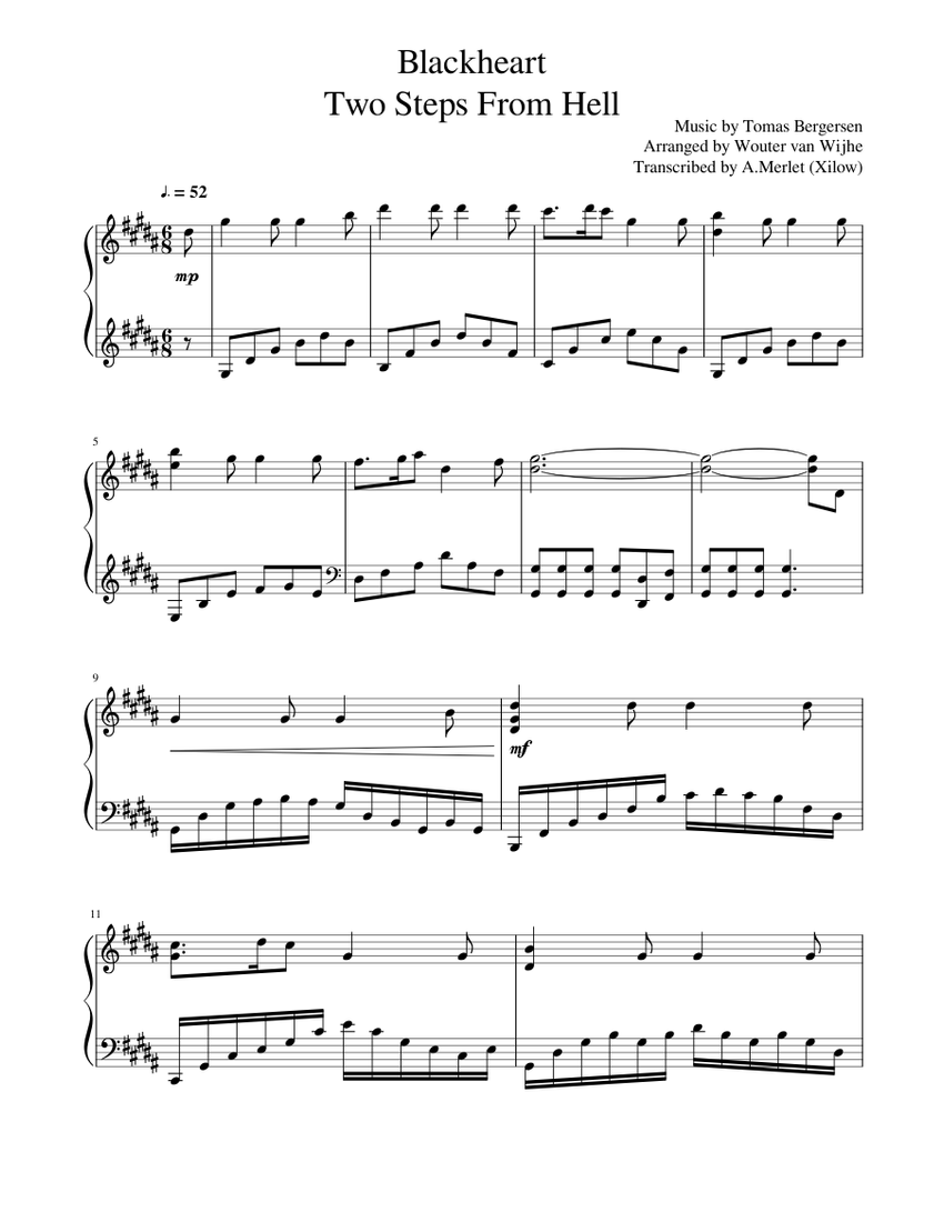 Blackheart - Two Steps From Hell Sheet music for Piano (Solo ...