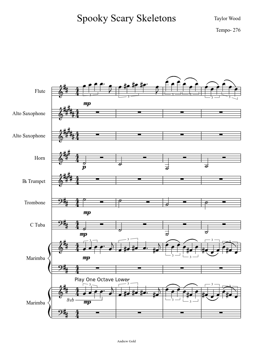 Spooky Scary Skeletons - Ensemble Arrangement Sheet music for Trombone ...