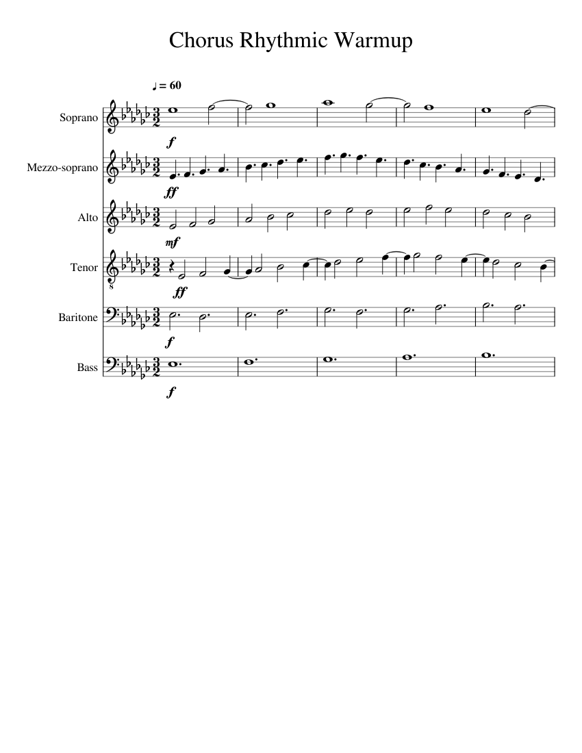 Chorus Rhythmic Warmup Sheet music for Soprano, Alto, Tenor, Bass voice ...