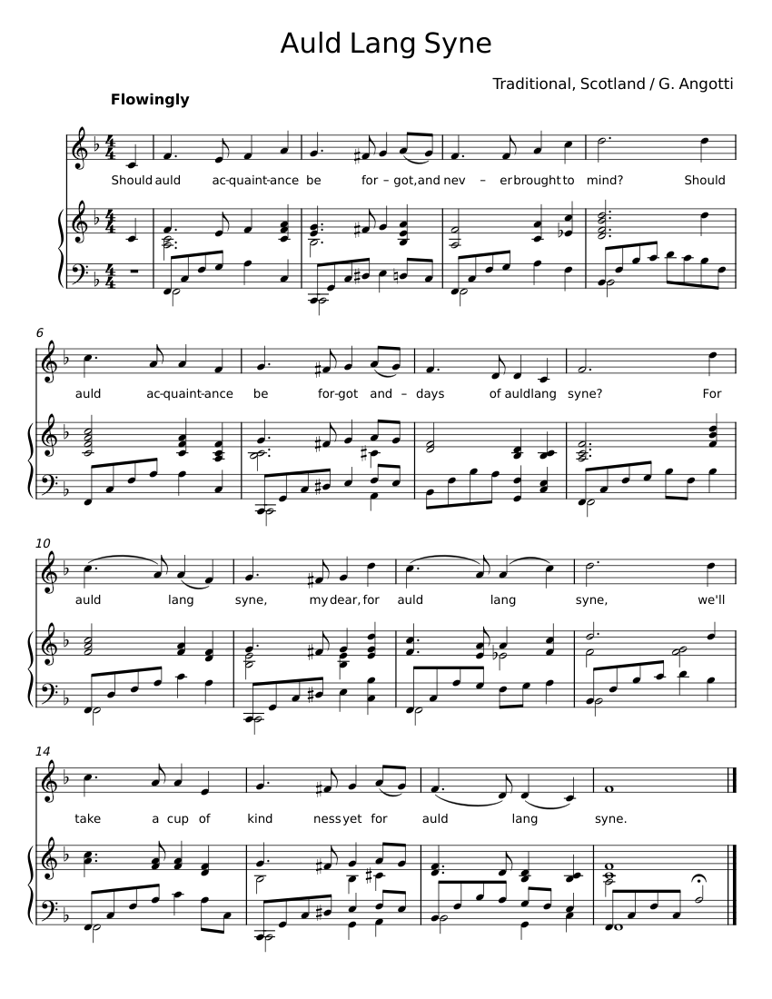 Auld Lang Syne Sheet music for Piano, Synthesizer (Mixed Duet ...