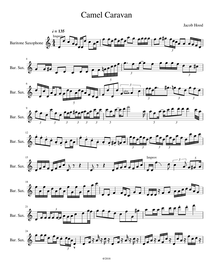 Camel Caravan Sheet music for Saxophone tenor, Saxophone baritone ...