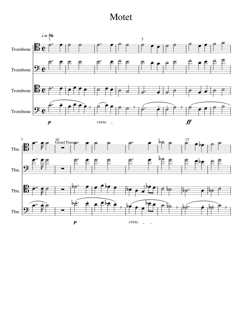Motet Sheet music for Trombone (Mixed Quartet) | Musescore.com