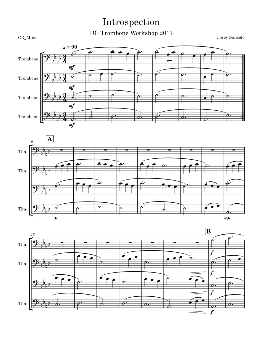 Introspection – Corey Sansolo Introspection Sheet music for Trombone (Brass Quartet) | Musescore.com