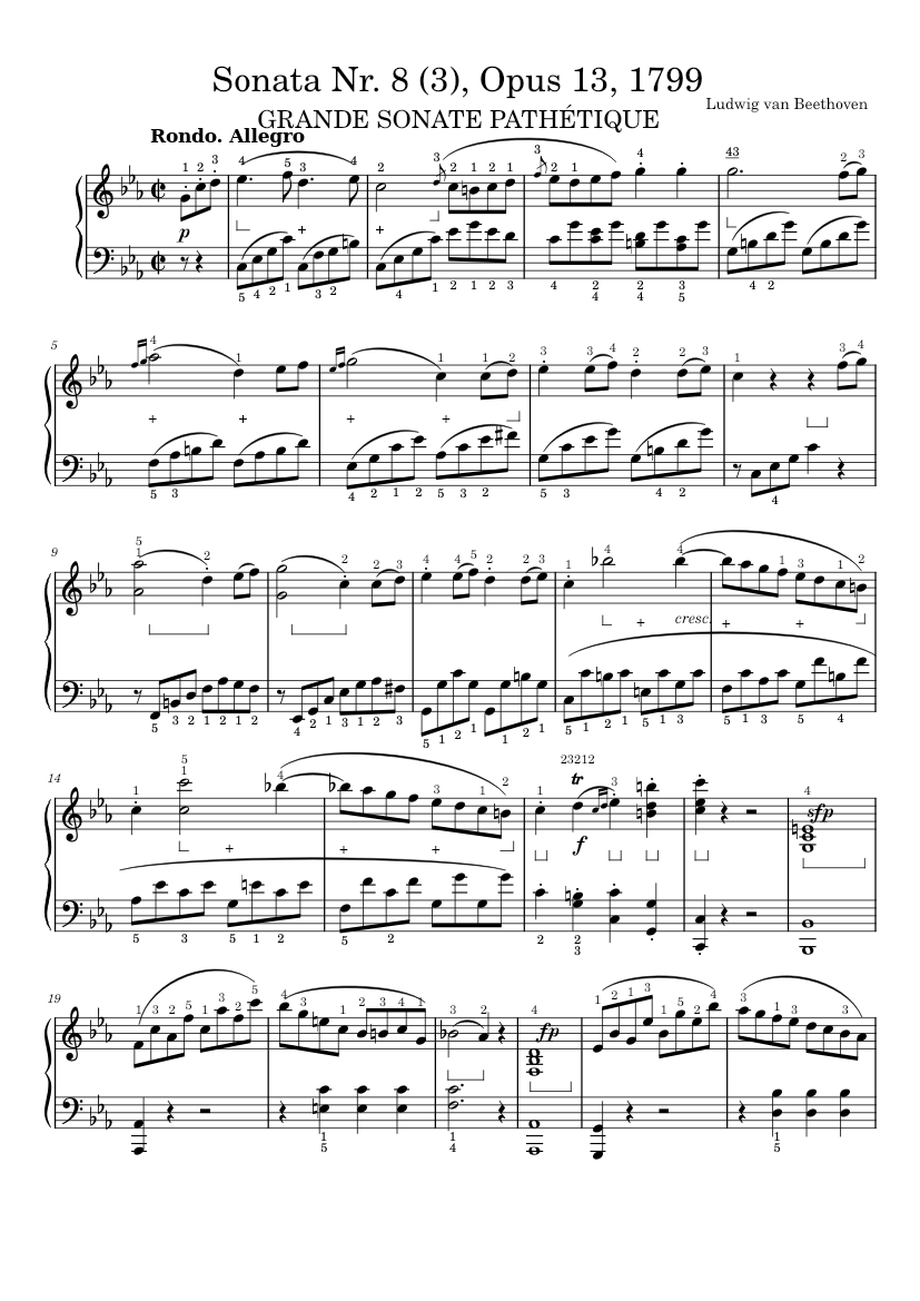 Sonate Nr. 8 op. 13 ''Pathétique'' (3) Rondo. Allegro (Sonata No 8) - Beethoven Sheet Music for ...