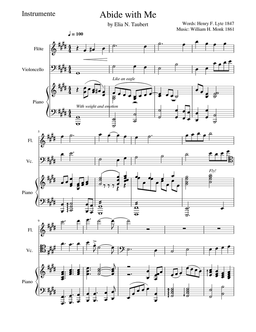 Abide with Me (Medley) - Accompaniment Sheet music for Piano, Flute ...
