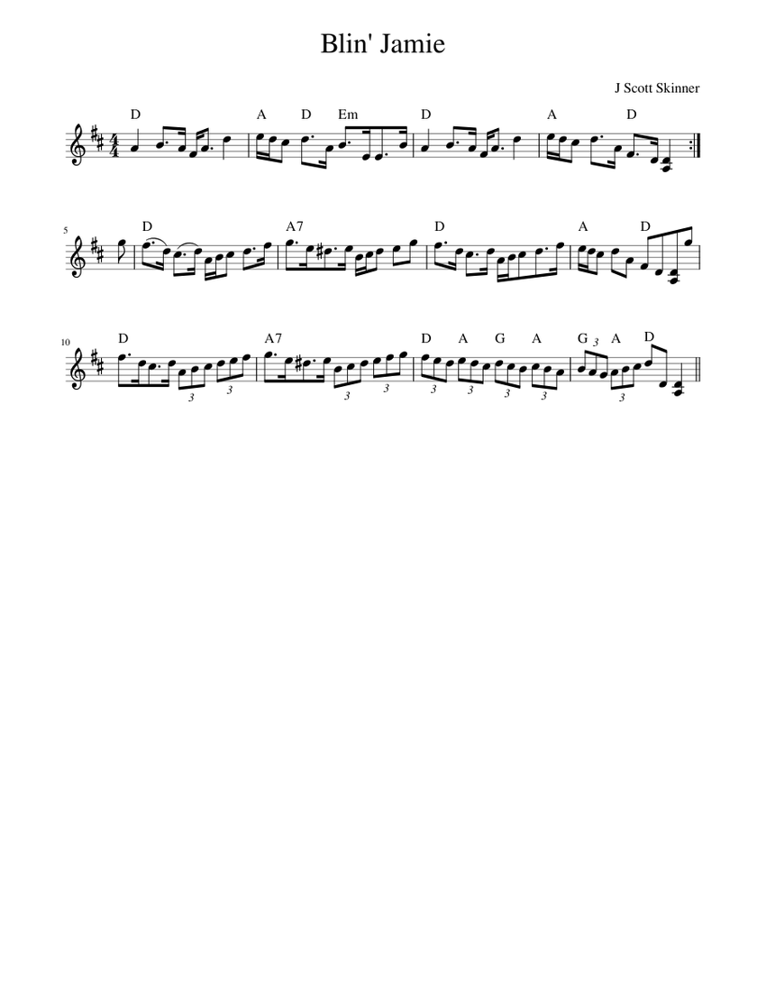 J Scott Skinner - Blin' Jamie Sheet music for Piano (Solo) Easy ...