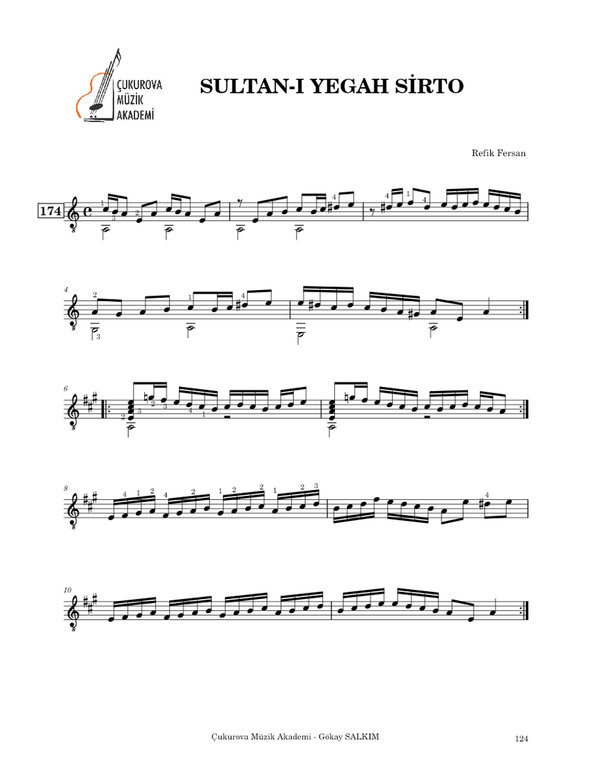 33 SULTAN-I YEGAH SİRTO Sheet music for Guitar (Solo) | Musescore.com