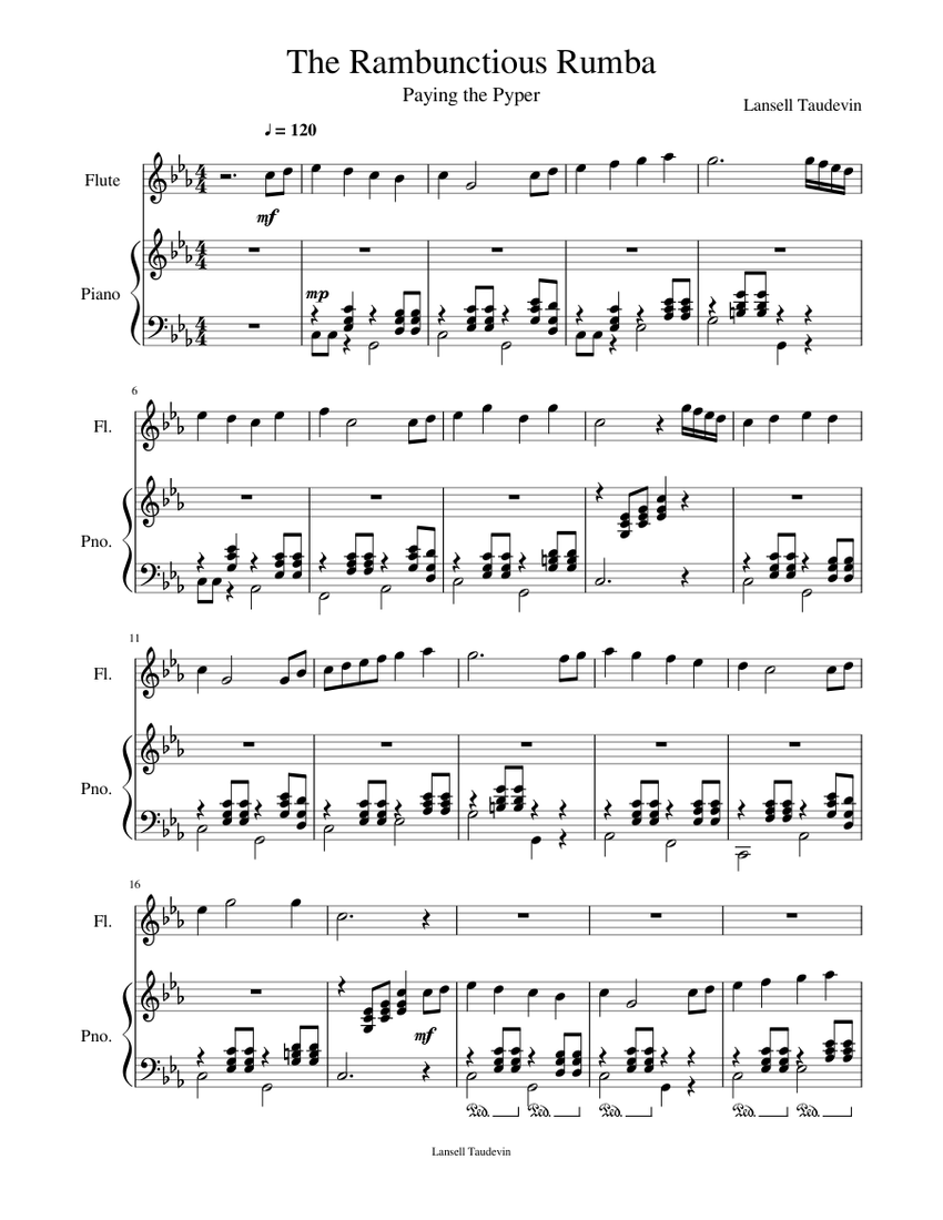 The Rambunctious Rumba Sheet music for Piano, Flute (Solo) | Musescore.com