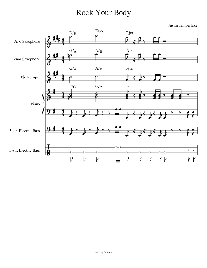 Rock_Your_Body Sheet music for Piano, Saxophone alto, Saxophone tenor ...