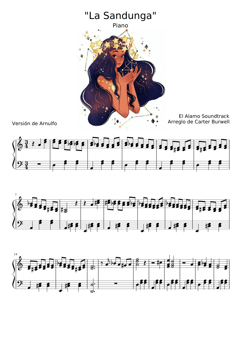 La Sandunga - Versión del Arreglo de Carter Burwell Sheet music for ...