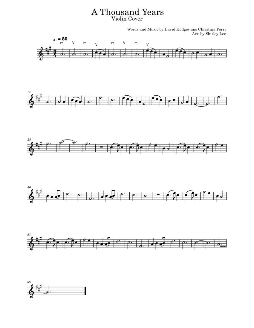 A Thousand Years - Christina Perri Sheet music for Violin (Solo ...