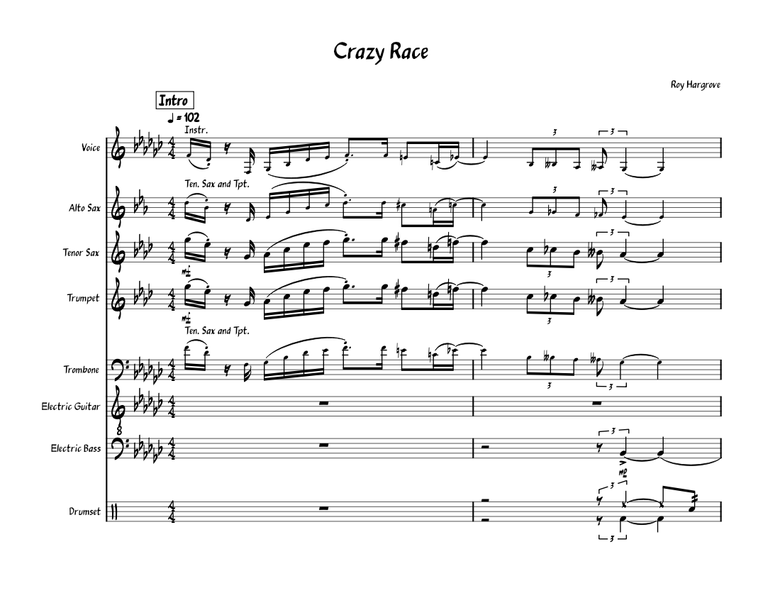 Crazy Race – RH Factor Sheet music for Trombone, Vocals, Saxophone alto ...