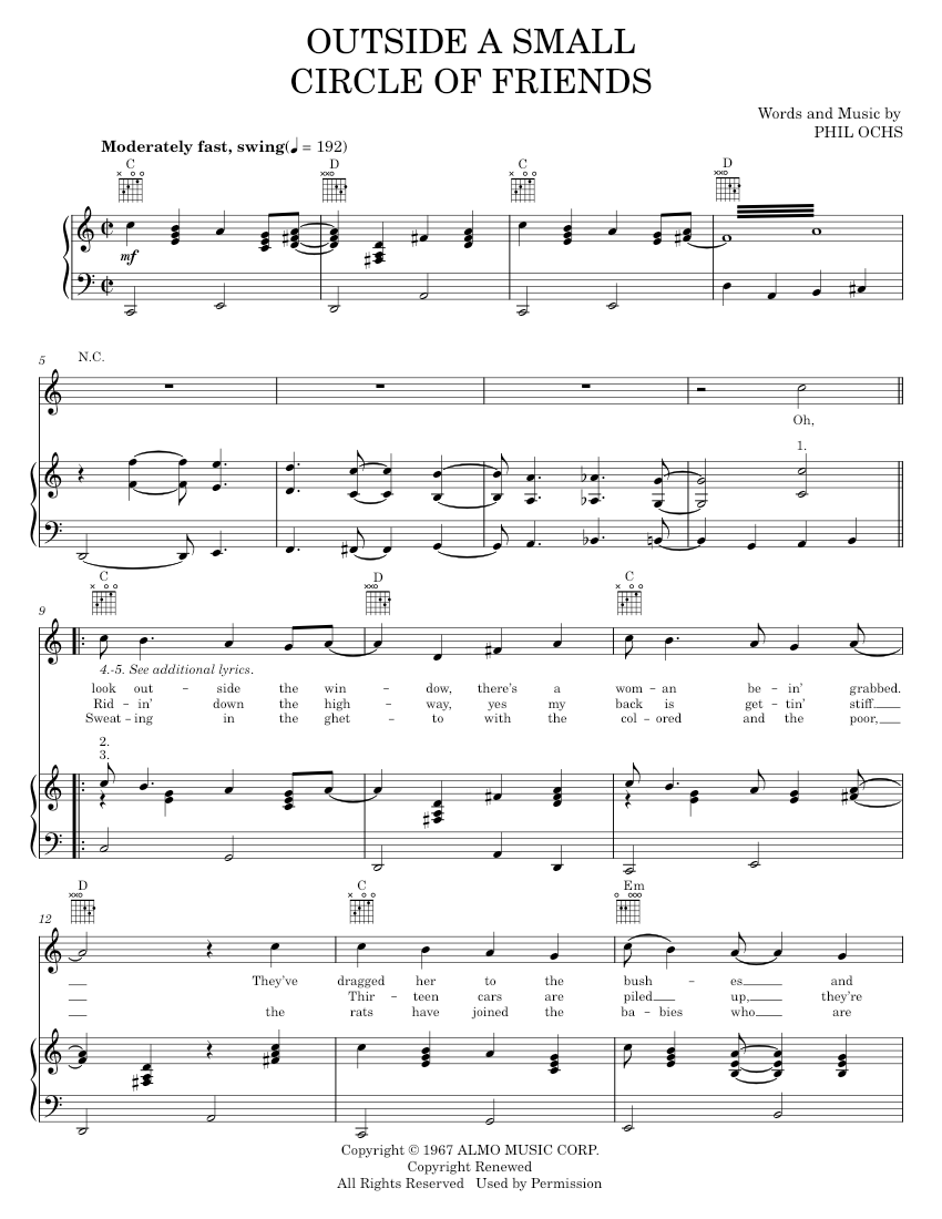 Play Official version of Outside of a small circle of friends sheet ...