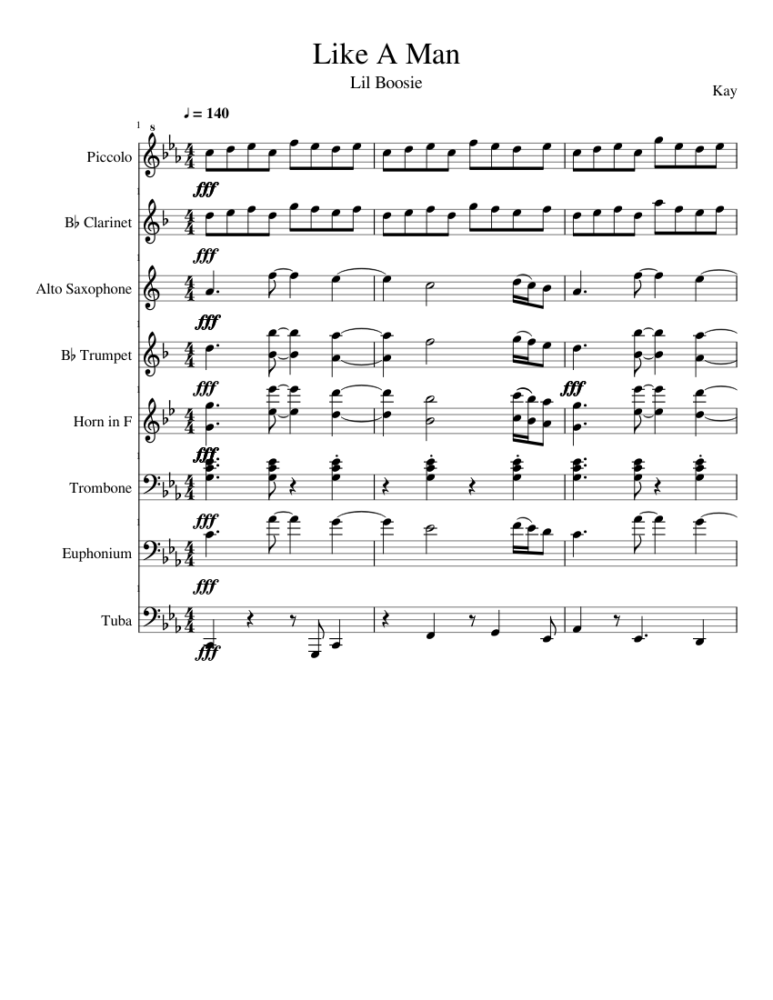 Like A Man Sheet music for Trumpet (In B Flat), Trombone, Clarinet (In ...