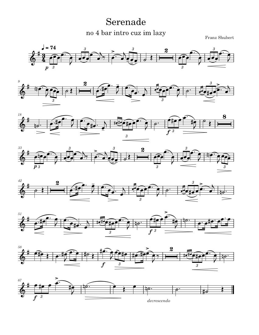 Serenade – Franz Schubert Sheet music for Clarinet in b-flat (Solo) | Musescore.com