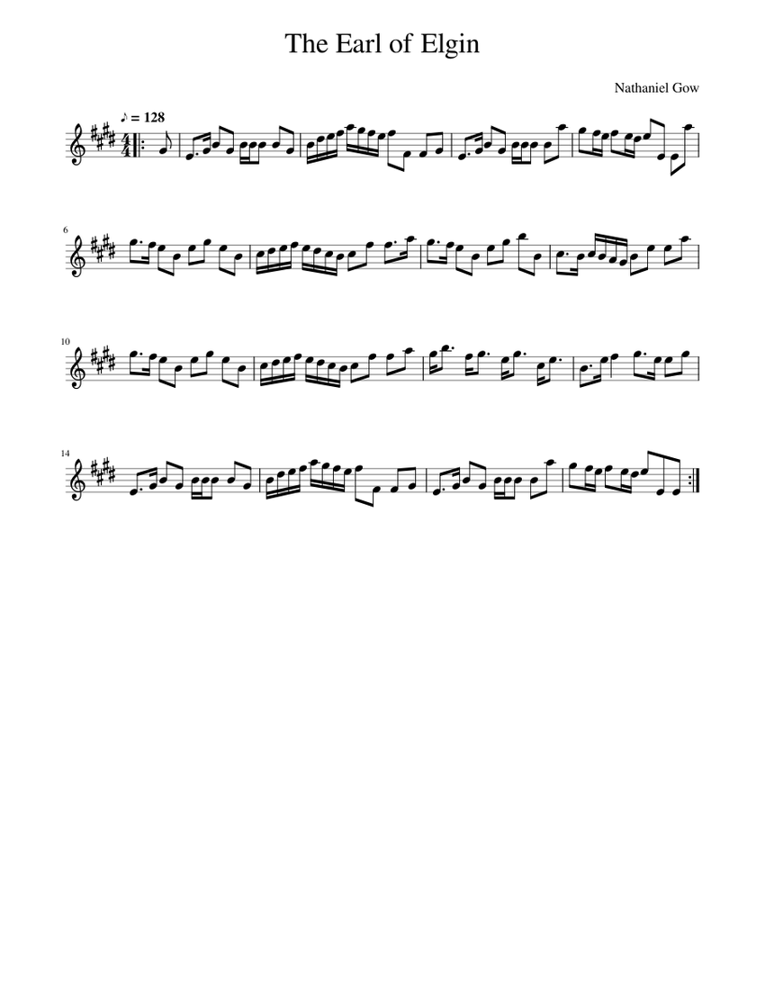Nathaniel Gow - The Earl of Elgin Sheet music for Piano (Solo ...