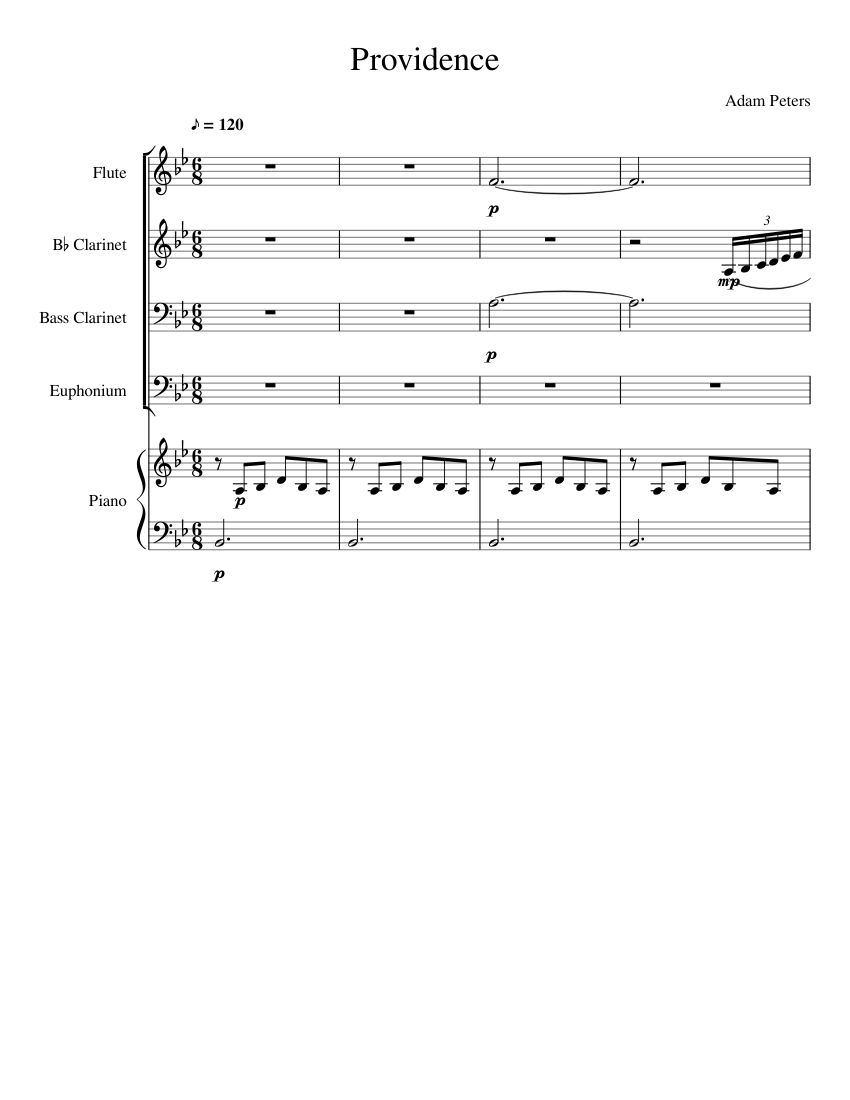 Providence Sheet music for Piano, Flute, Clarinet other (Mixed Trio ...