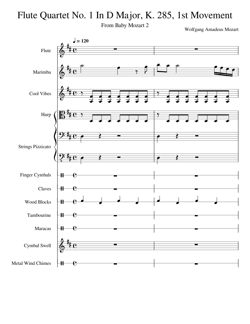 Flute Quartet in D major, K.285 – Wolfgang Amadeus Mozart Sheet Music ...