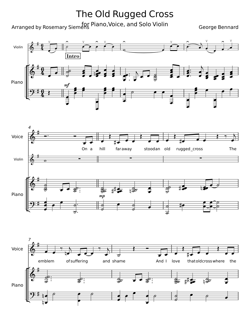 The Old Rugged Cross [reharmonization] - George Bennard Sheet music for ...