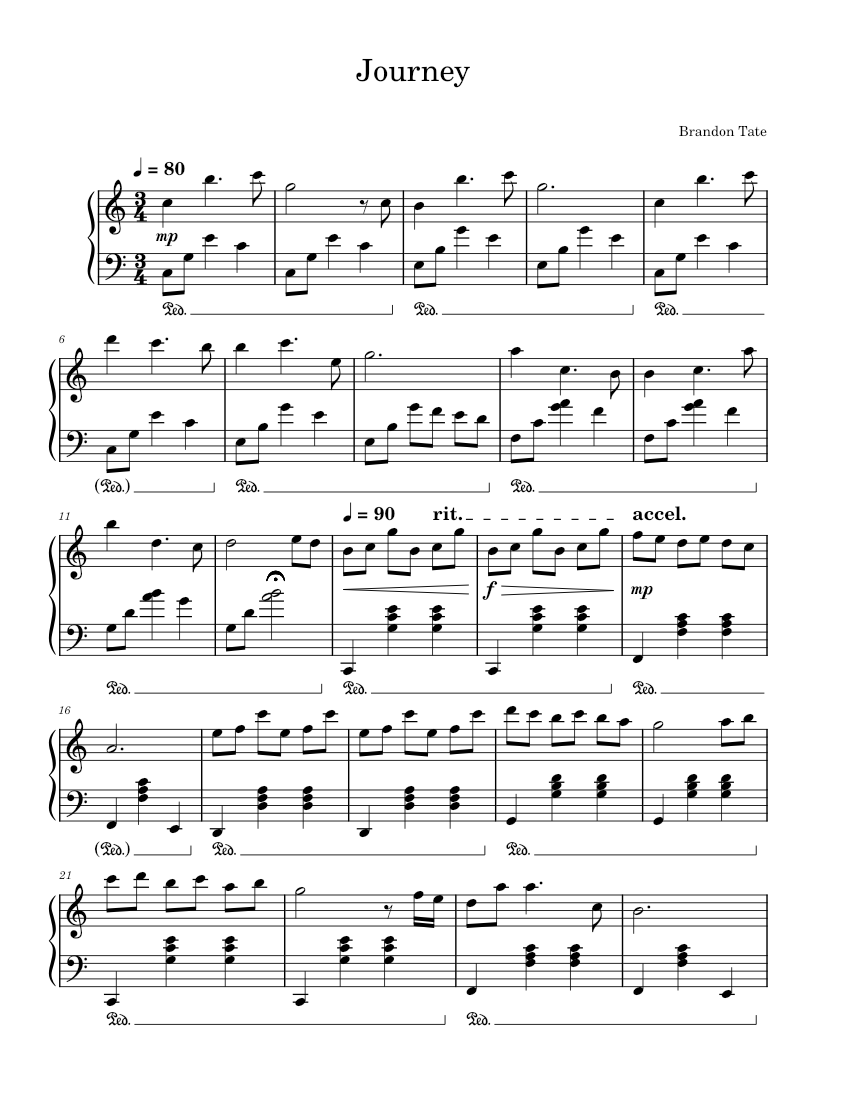 Journey Sheet Music for Piano (Solo) Easy | MuseScore.com