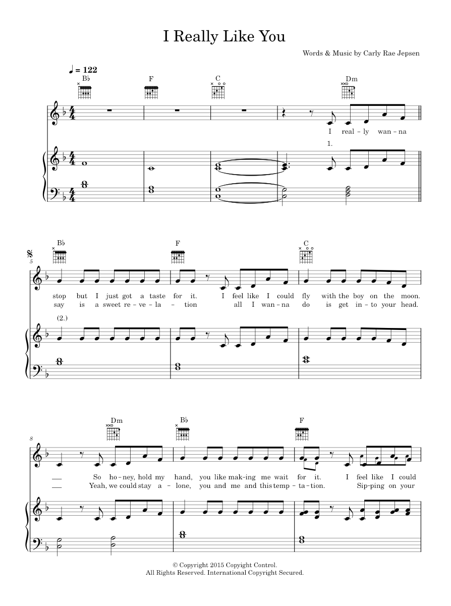 i really like you Sheet music for Piano, Vocals by Carly Rae Jepsen ...