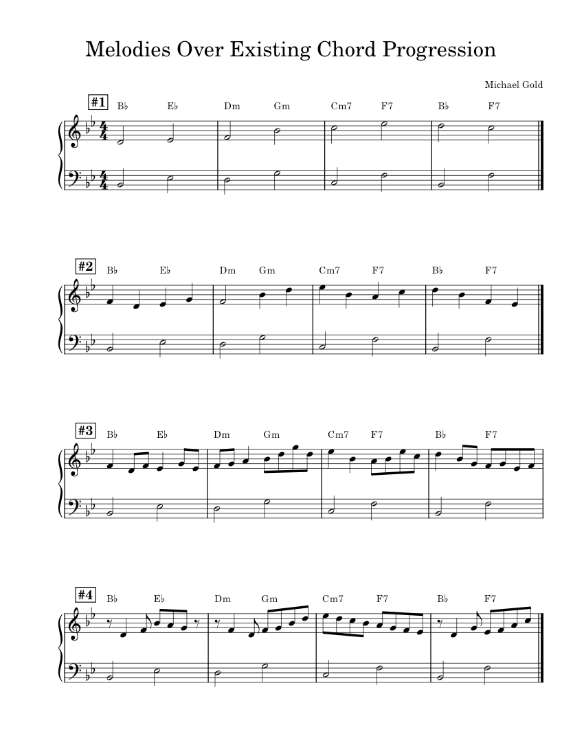 Melody Over Existing Chord Progression Sheet music for Piano (Solo ...