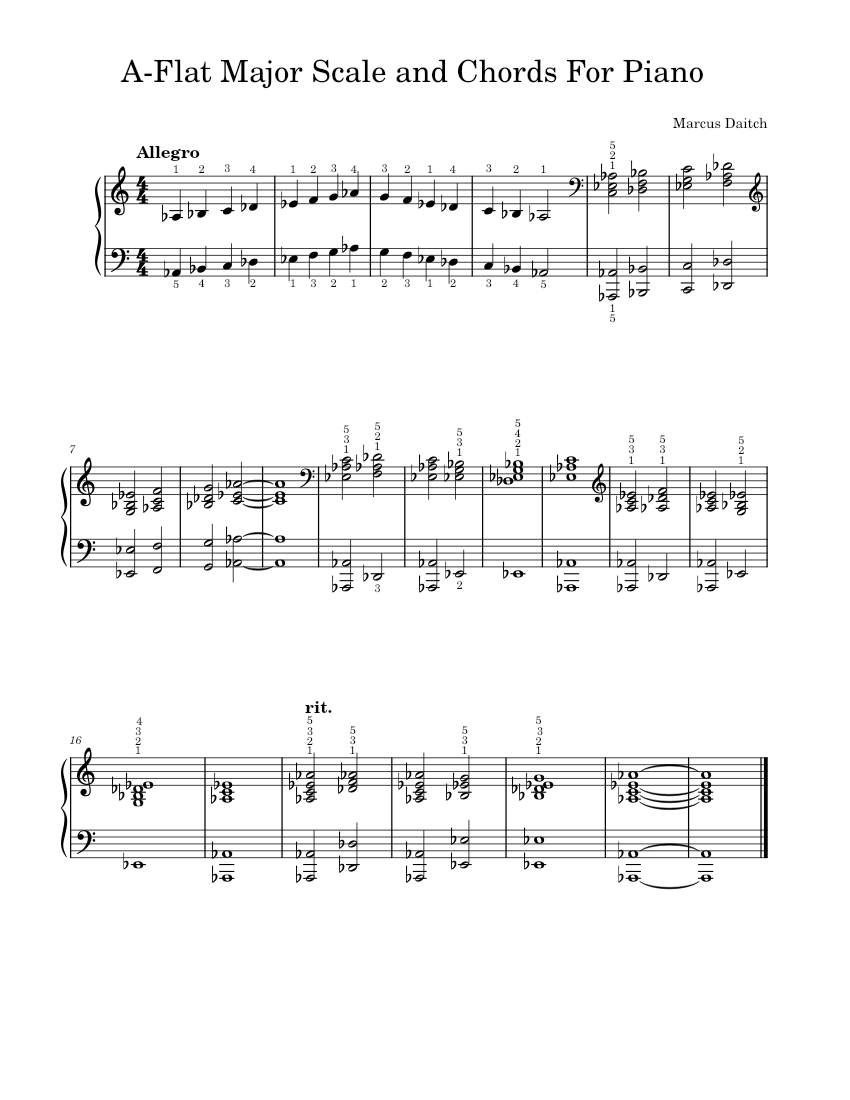 A-Flat Major Scale and Chords For Piano Sheet music for Piano (Solo ...