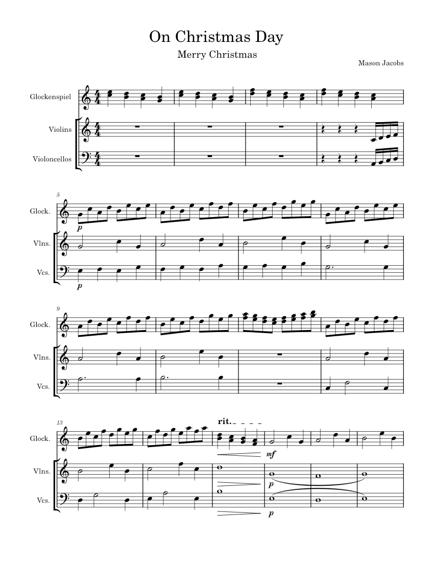 On Christmas Day – Mason Jacobs Sheet music for Glockenspiel, Strings ...