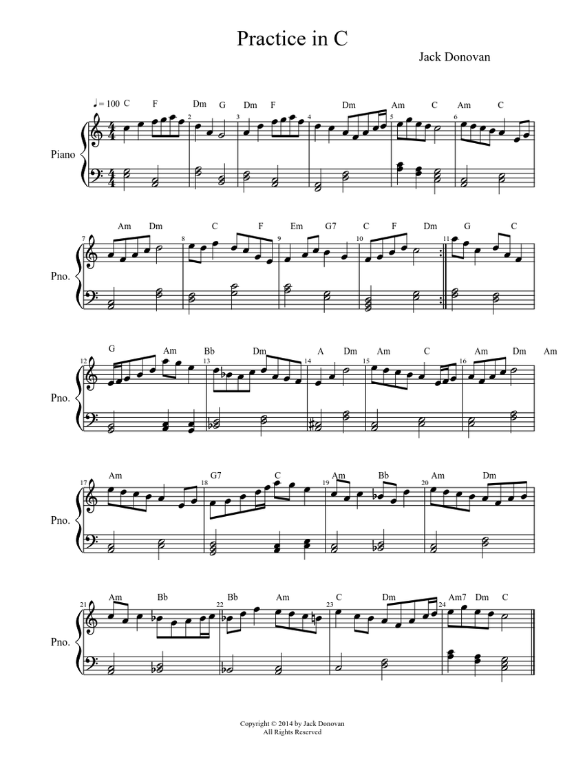 Practice in C Sheet music for Piano (Solo) | Download and print in PDF ...