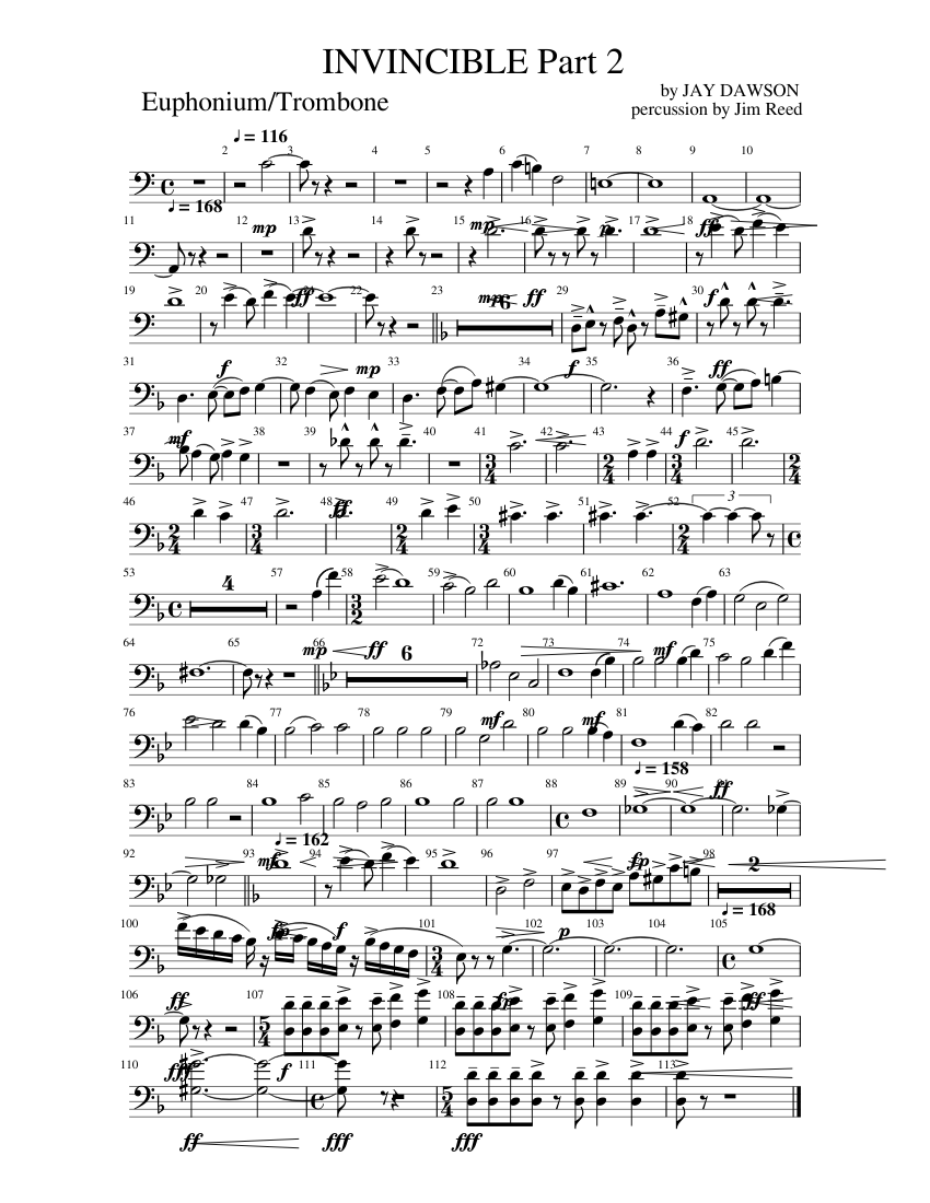 INVINCIBLE Part 2 Sheet music for Euphonium (Solo) | Musescore.com