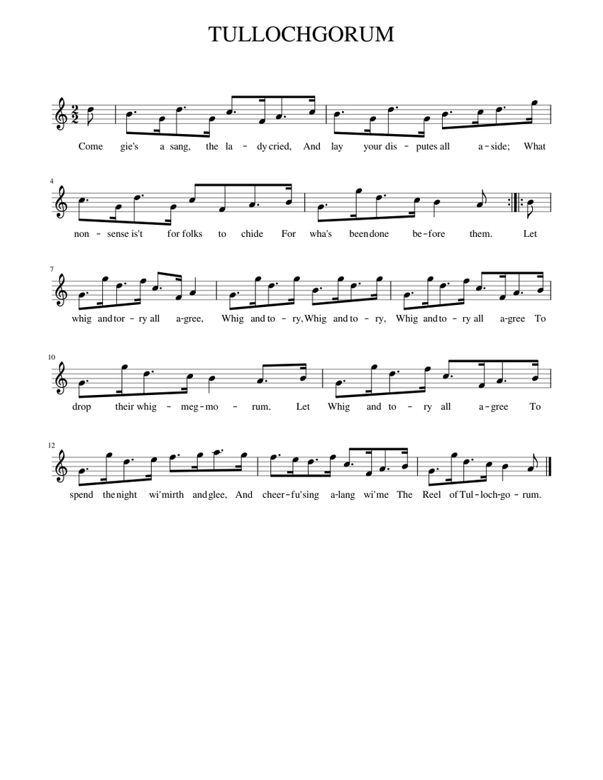 TULLOCHGORUM Sheet music for Piano (Solo) | Musescore.com