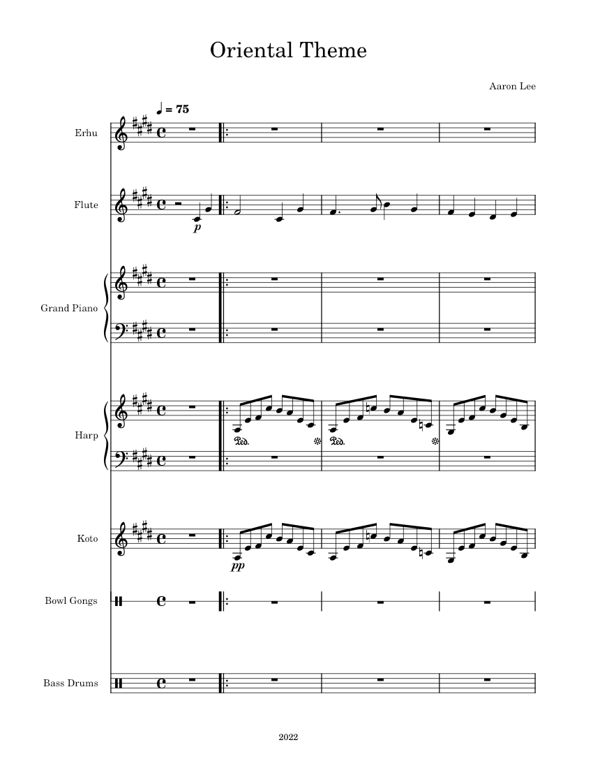 The Jade Princess | Oriental Theme Sheet music for Piano, Flute, Bass drum, Harp & more ...