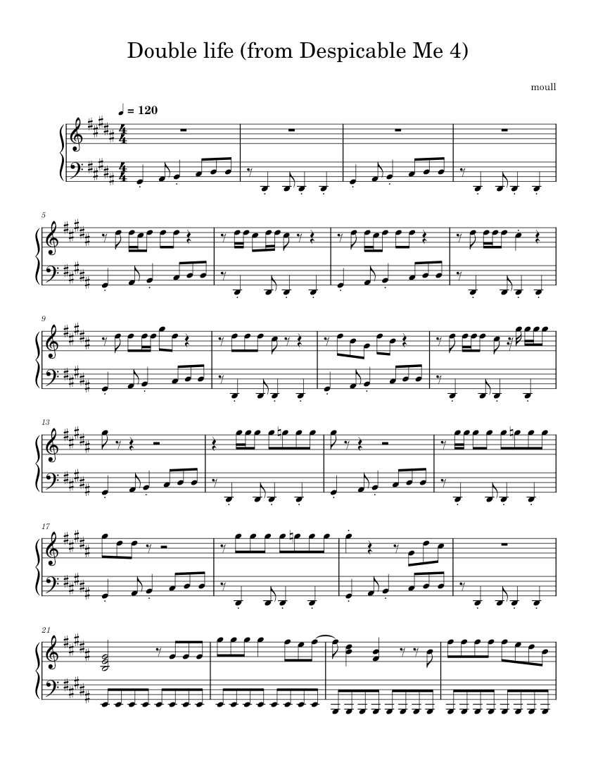 Double life- Pharell williams Sheet Music for Piano (Solo) | MuseScore.com