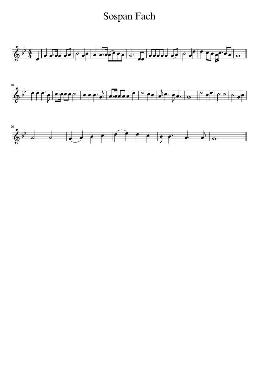 Sospan Fach Sheet Music for Piano (Solo) easy | MuseScore.com