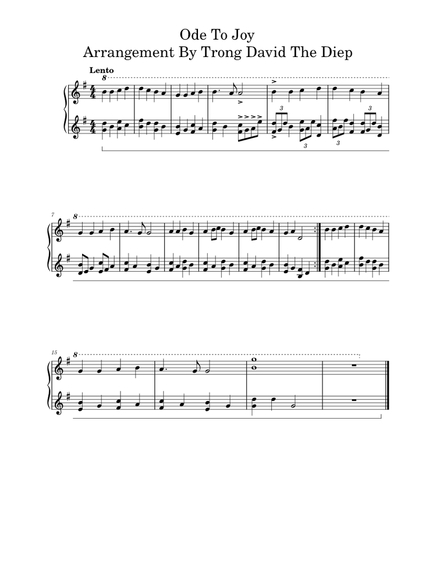 Ode To Joy - Arrangement By Trong David The Diep Sheet music for Piano ...