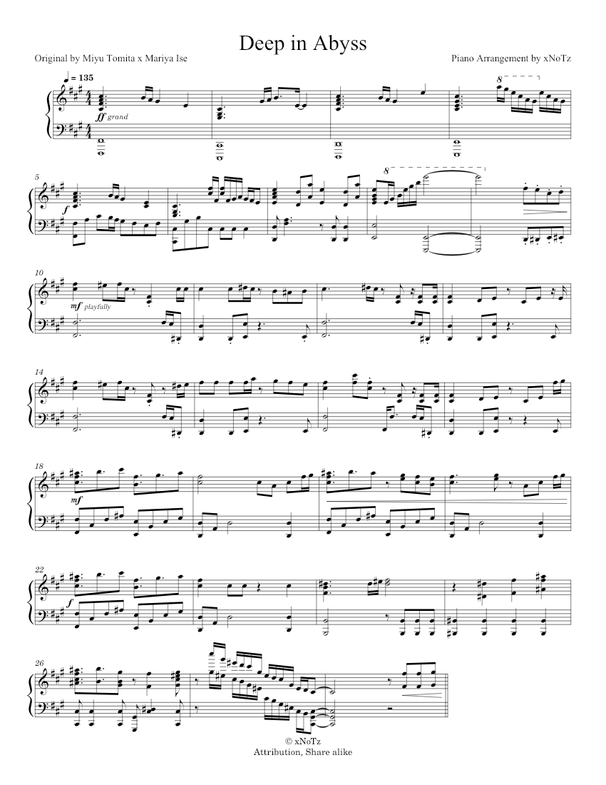 Deep in Abyss (Made in Abyss OP) - Miyu Tomita x Mariya Ise Sheet music ...