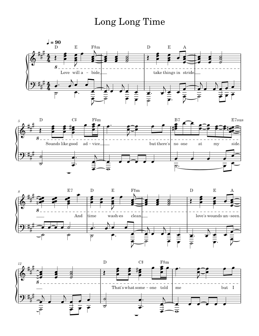 Long Long Time - Linda Ronstadt Sheet Music with Chords for Piano (Solo ...